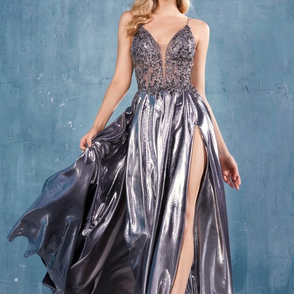 Andrea & Leo Couture | Dresses | Sweetheart Neck Lace Leg Slit Prom ...